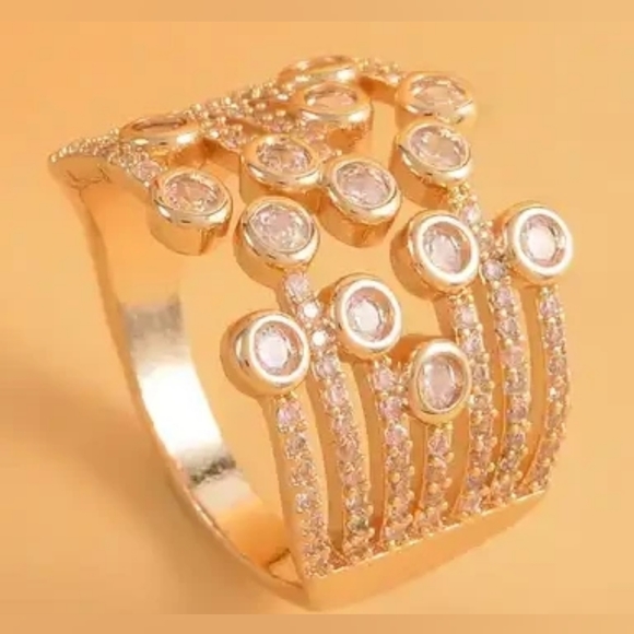 Shop Lc | Jewelry | Diamond Multi Shank Bubble Ring In Goldtone | Poshmark